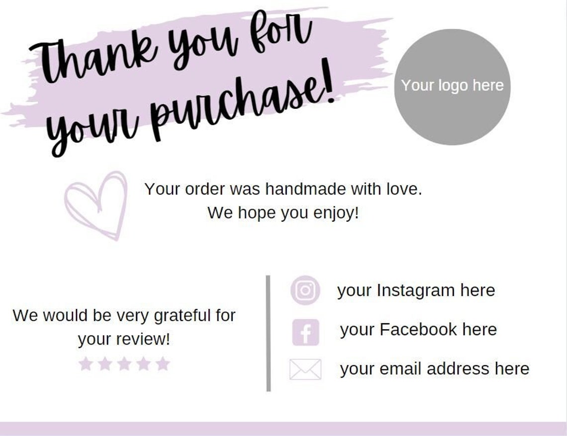 Small Business Thank You Card Template, Editable Business Thank You ...