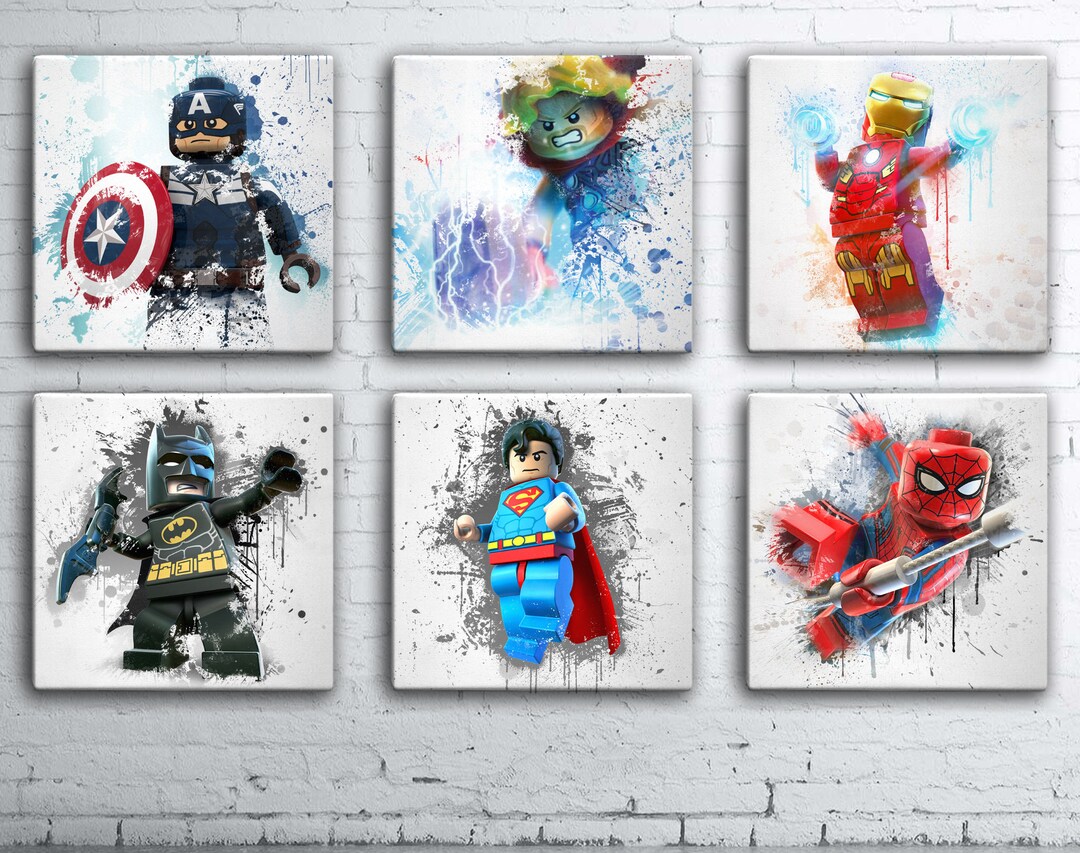 Superhero 'paint Splatter' Comic Book Toy Characters - Kids Wall Art ...