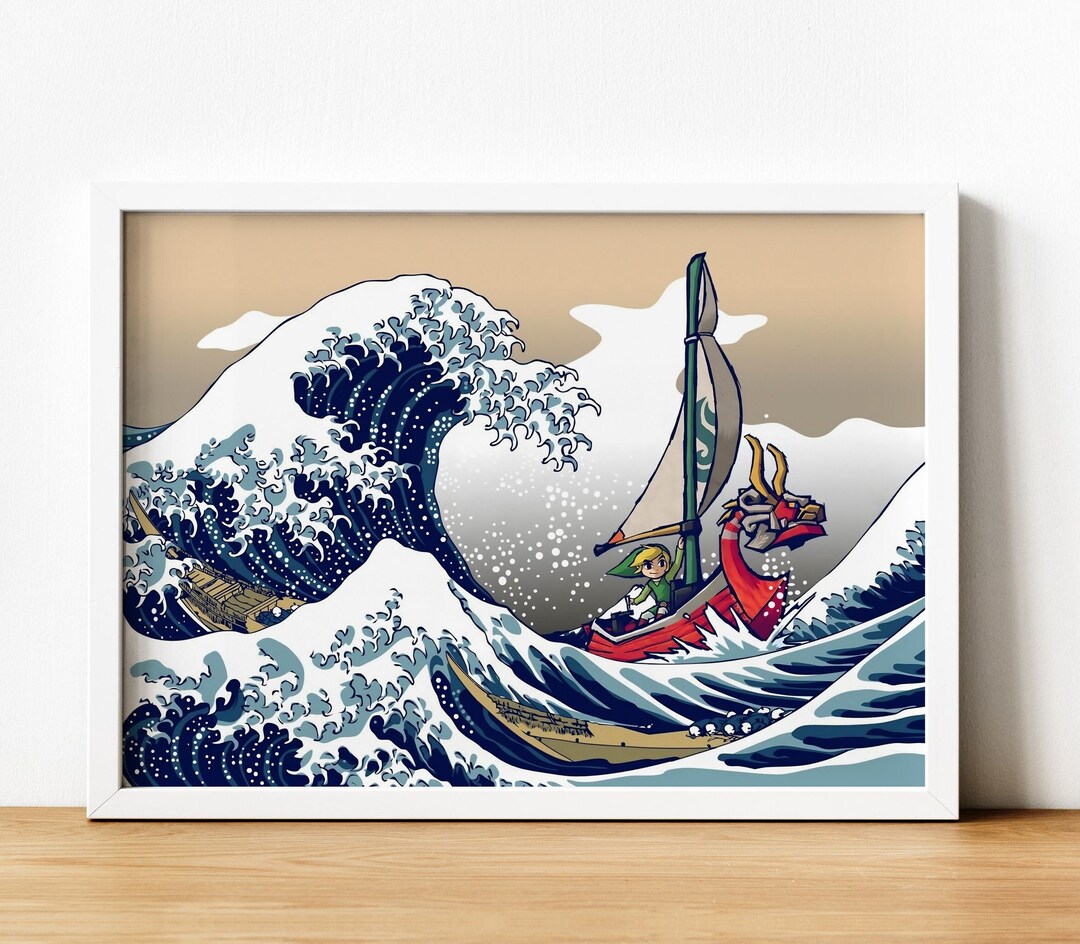 The Great Wave - Zelda / Link Poster - Print Wall Art for Games Room ...
