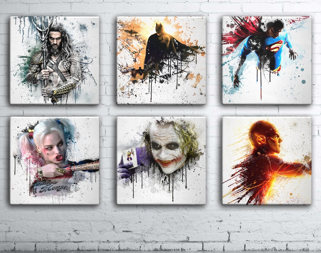 DC Comic Book Superhero Canvas Art: Paint Splatter Style - Etsy UK