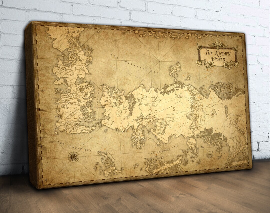 The Known World Westeros Map - Got Canvas Wall Art Picture Print - Home ...