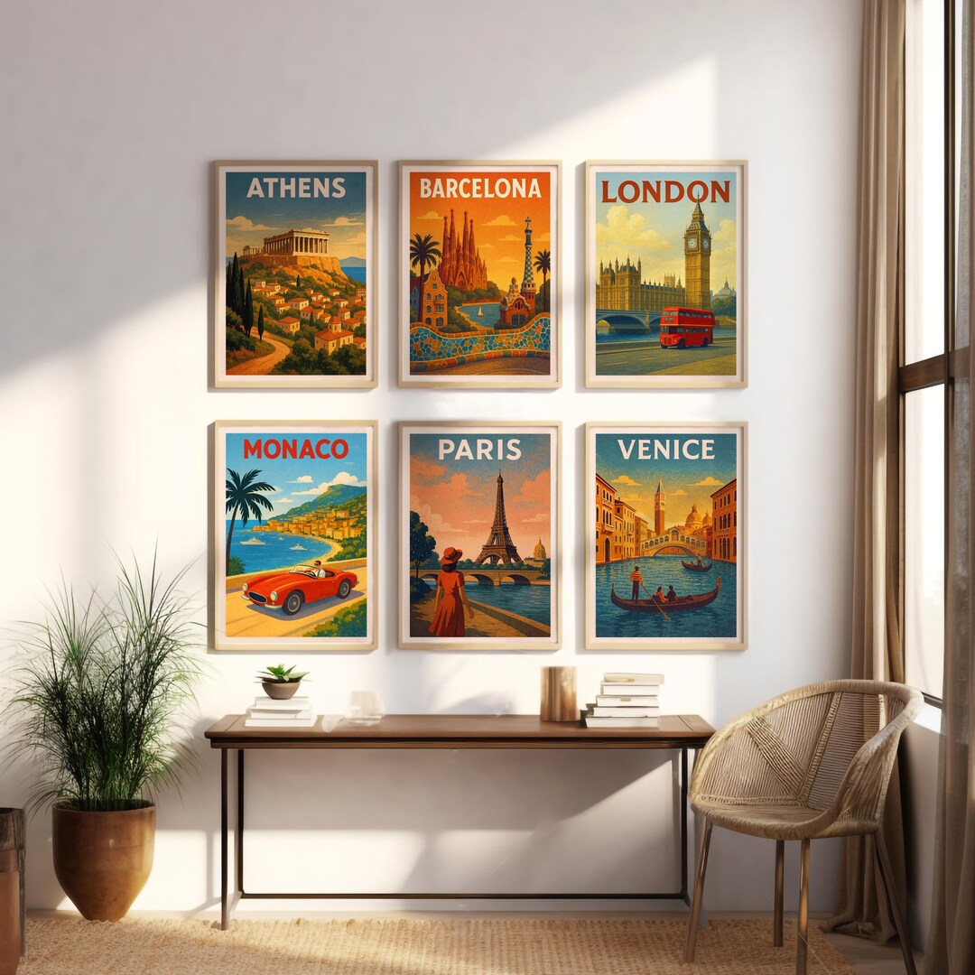Europe Travel Posters - Choose Your City - Vintage/retro Style Travel ...