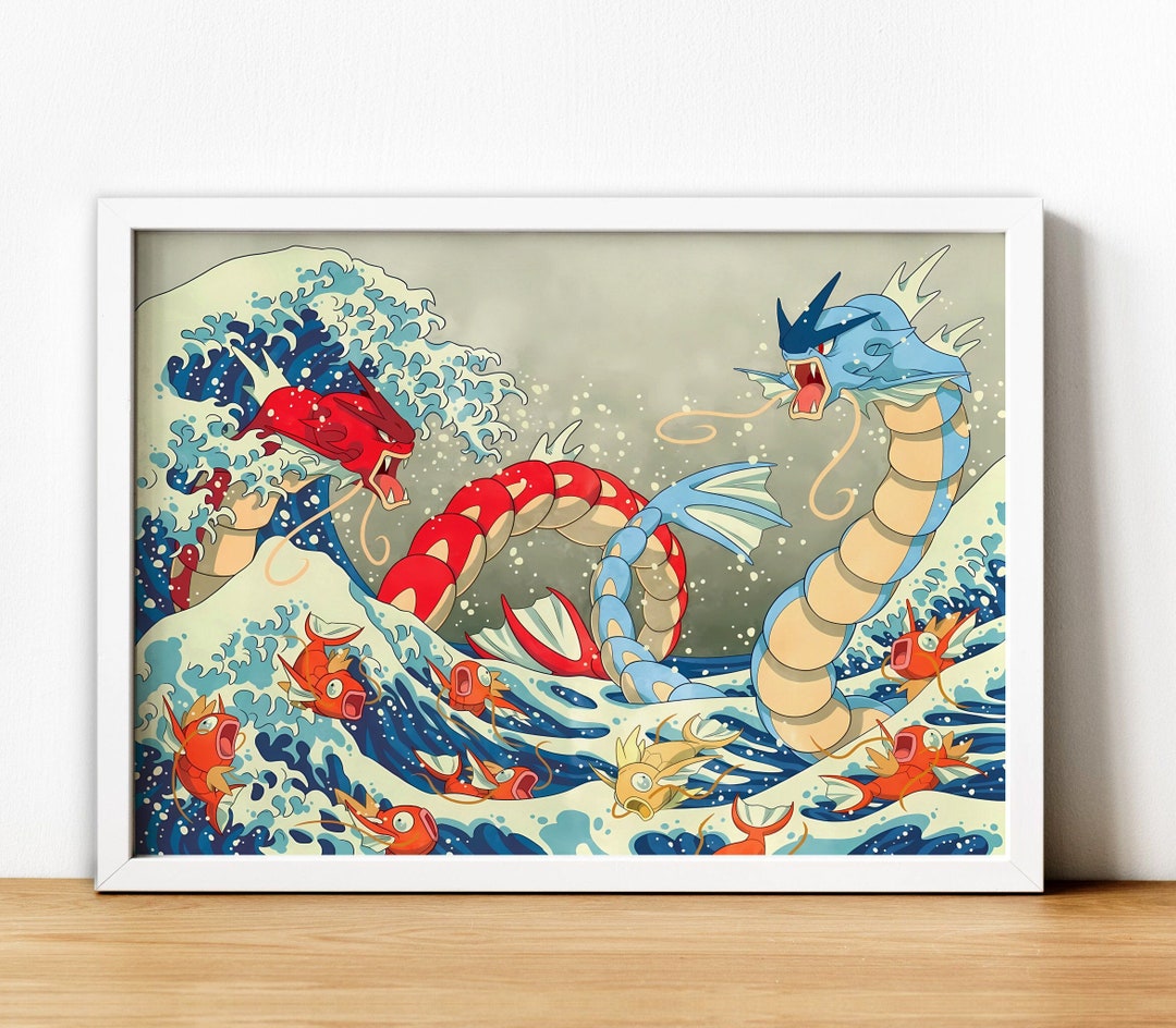 The Great Wave Gyarados / Magikarp Poster Pokemon Print Wall Art for ...