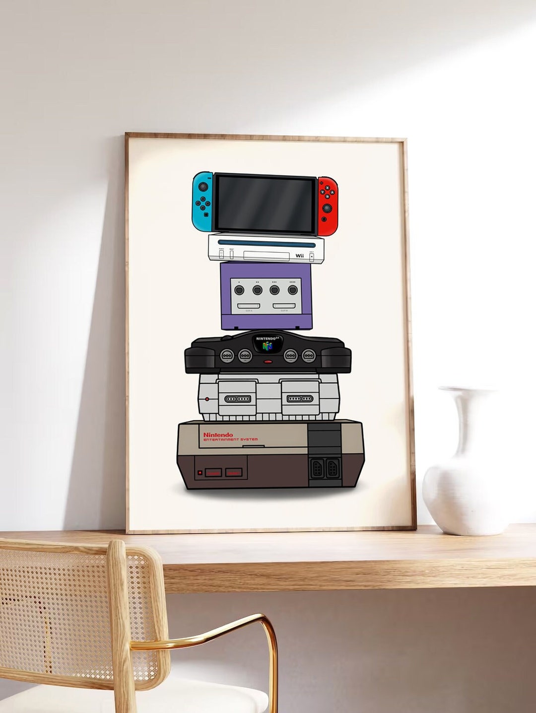 Nintendo Console Evolution Art Print: Retro Gaming Room Decor ...