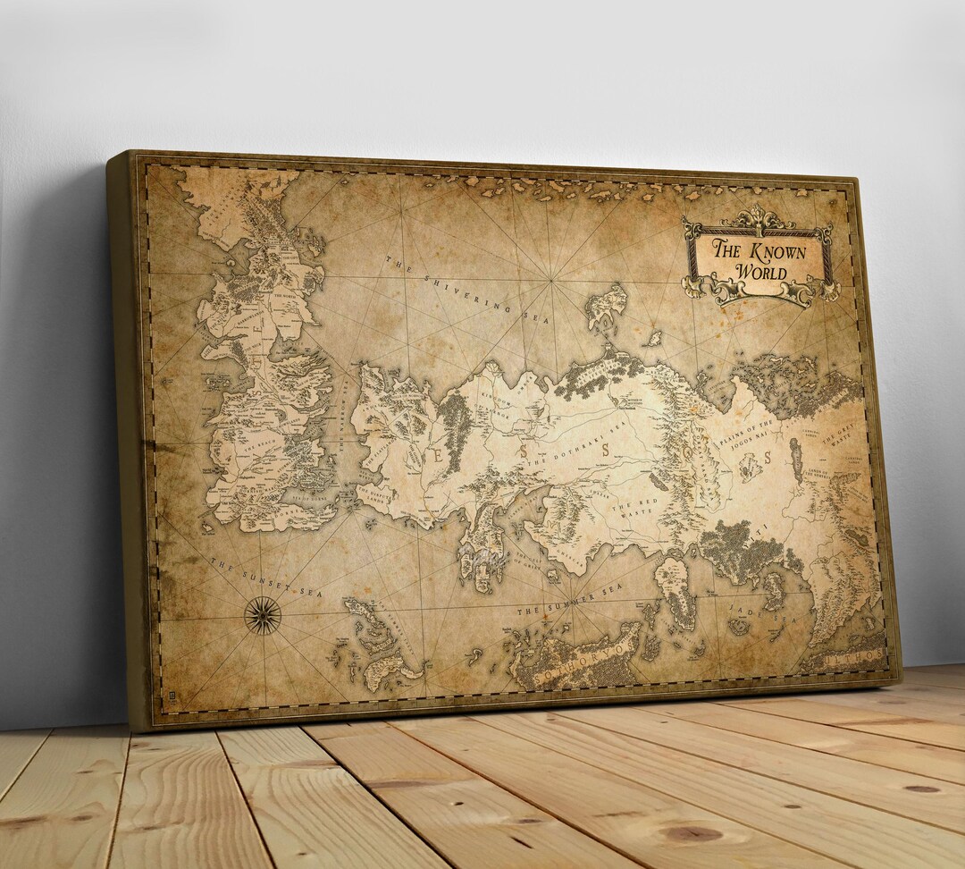 The Known World Westeros Map - Got Canvas Wall Art Picture Print - Hand ...