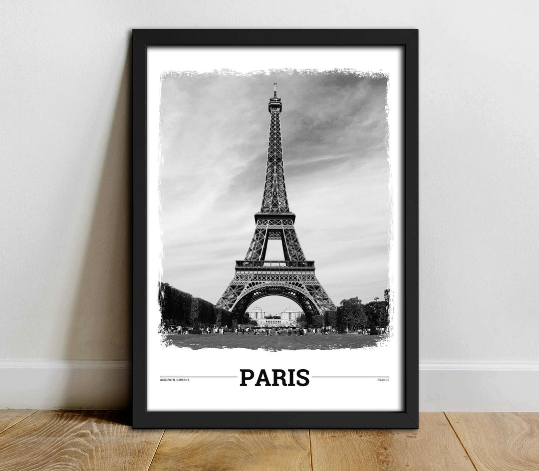 Paris Travel Print France Poster Black And White Wall Art Home Decor