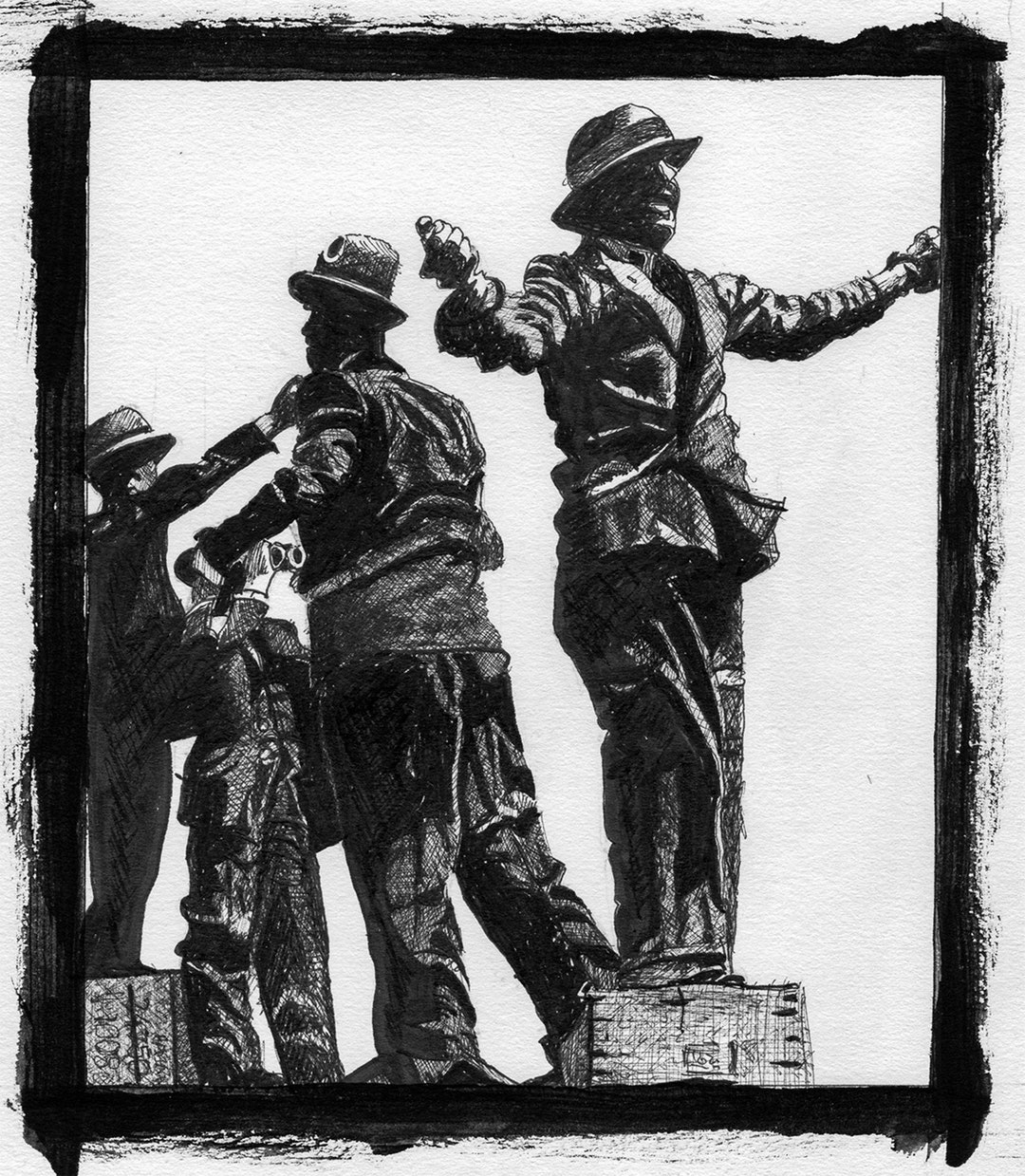 Tic Tac Men - Ink Drawing of Photo - Etsy