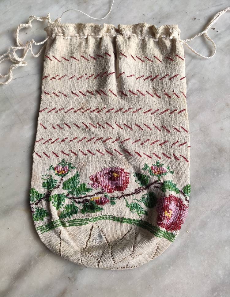 Georgian Knitted Beaded Reticule. - Etsy