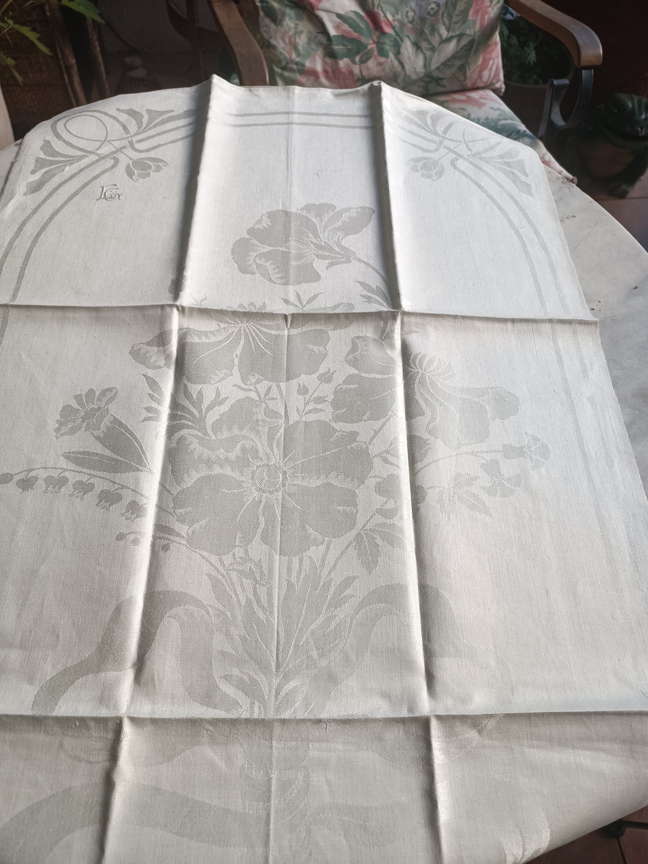 Antique Art Nouveau Linen Damask Guest Towel - Etsy