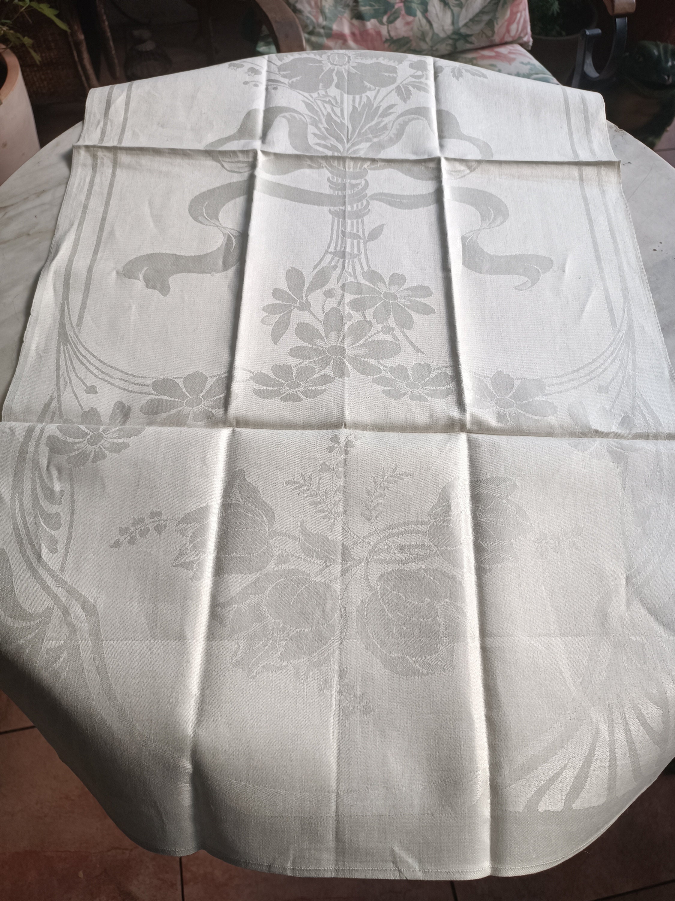 Antique Art Nouveau Linen Damask Guest Towel - Etsy