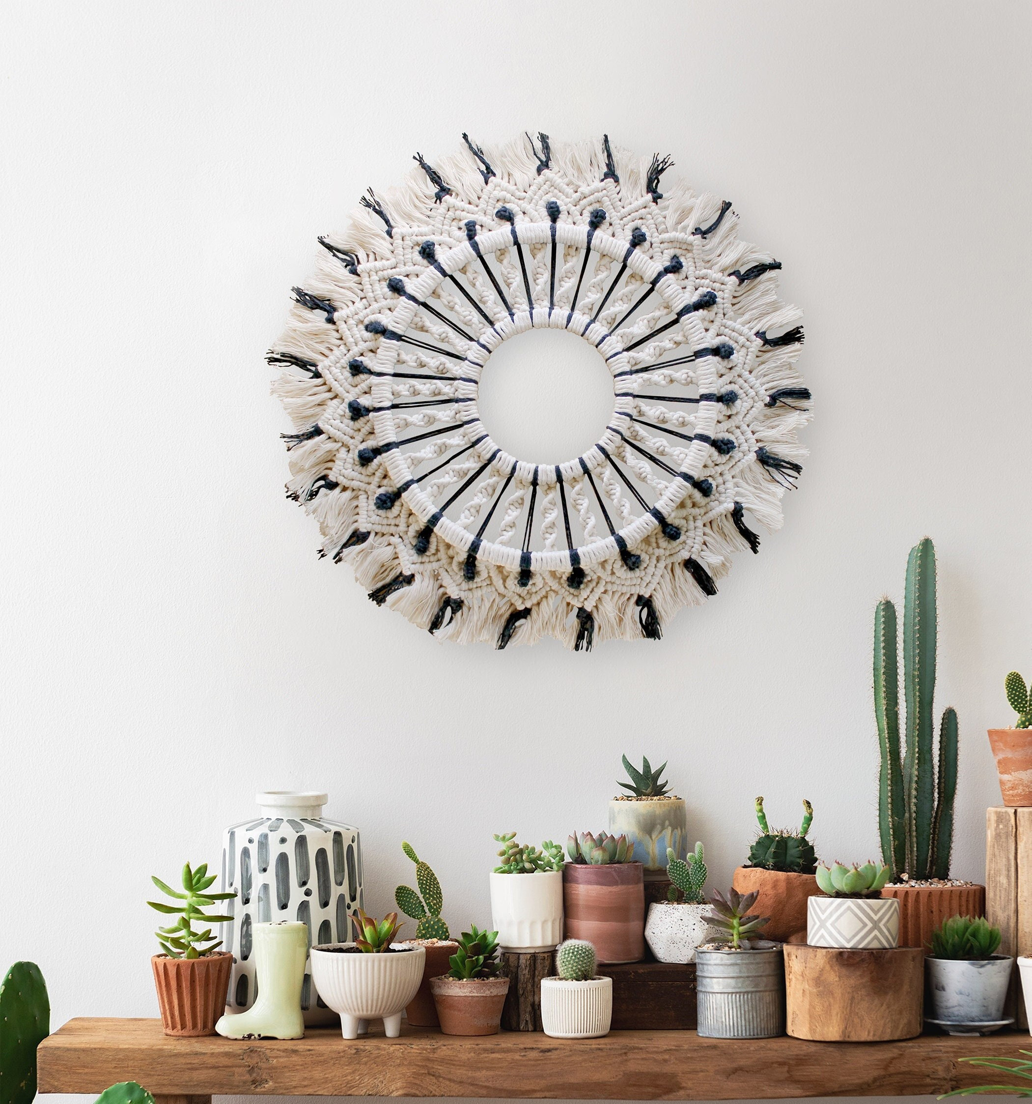 Large Sunburst Sun Moon Macrame Wall Hanging Mandala Tribal - Etsy