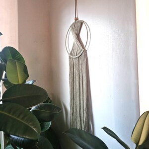 Geometric Macrame Wall Hanging With Gold Hoop and Olive Yarn Earthy ...