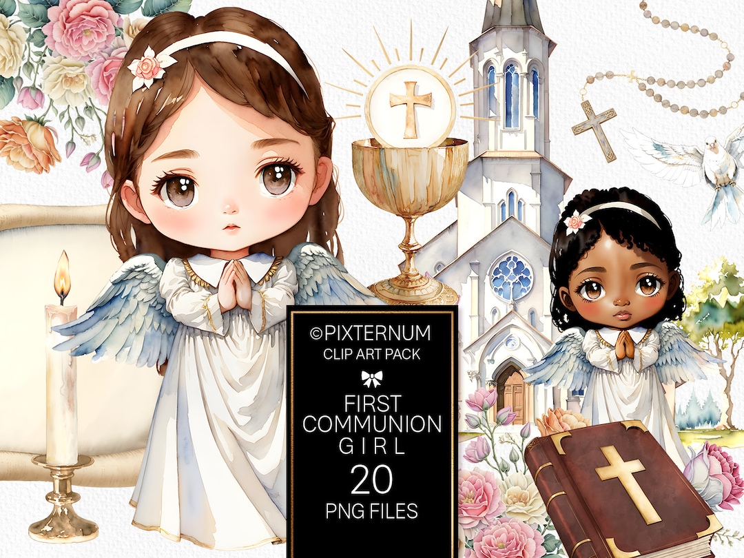 Religious Clipart, Girl First Communion Clip Art, Baptism, Confirmation ...