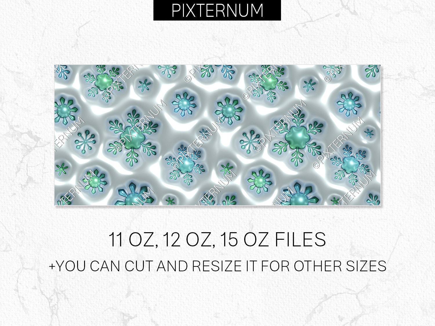 3d Inflated Snowflakes Mug Wrap PNG, Mug Sublimation Design Template ...