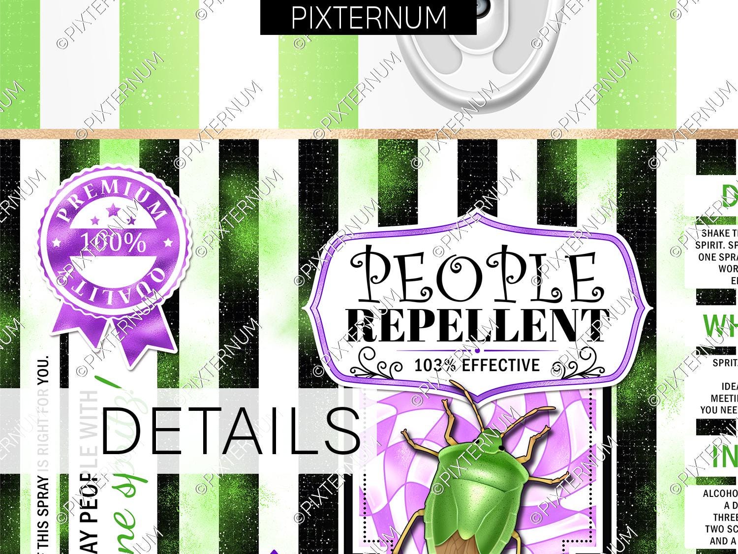 People Repellent Spray Tumbler Wrap PNG, Funny Green Beetle 20oz Skinny ...