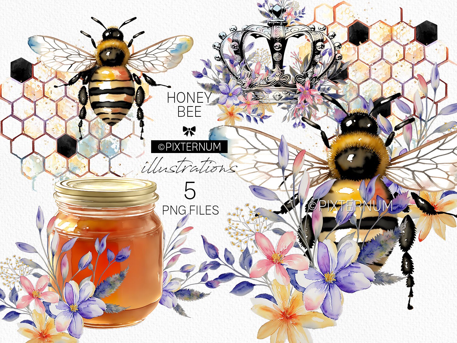 Honey Bee Clipart Watercolor Bee Clip Art by Pixternum - Etsy