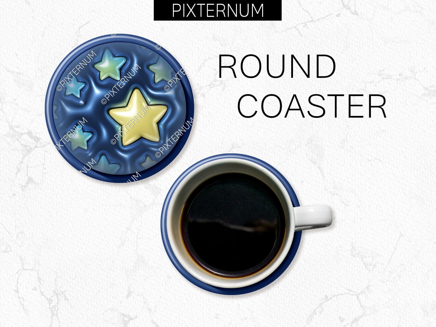 3d Inflated Twinkle Star Mug Wrap PNG, Mug Sublimation Design Template ...