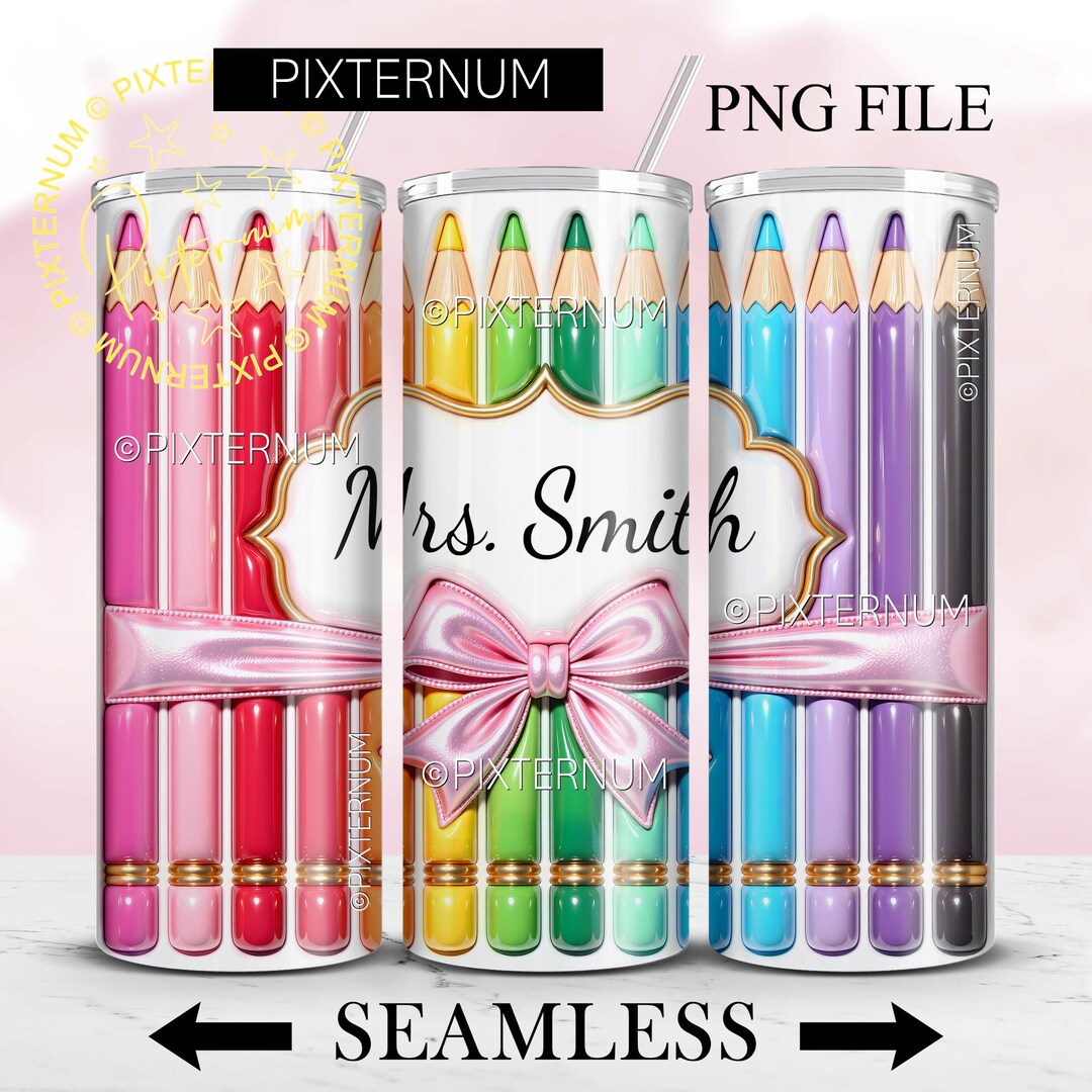 By Pixternum 3D Inflated Colored Pencils Tumbler Wrap PNG, 3D Puffy ...