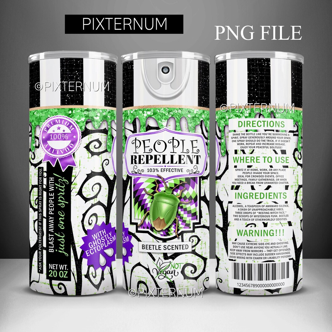 People Repellent Spray Tumbler Wrap PNG, Funny Green Beetle 20oz Skinny ...