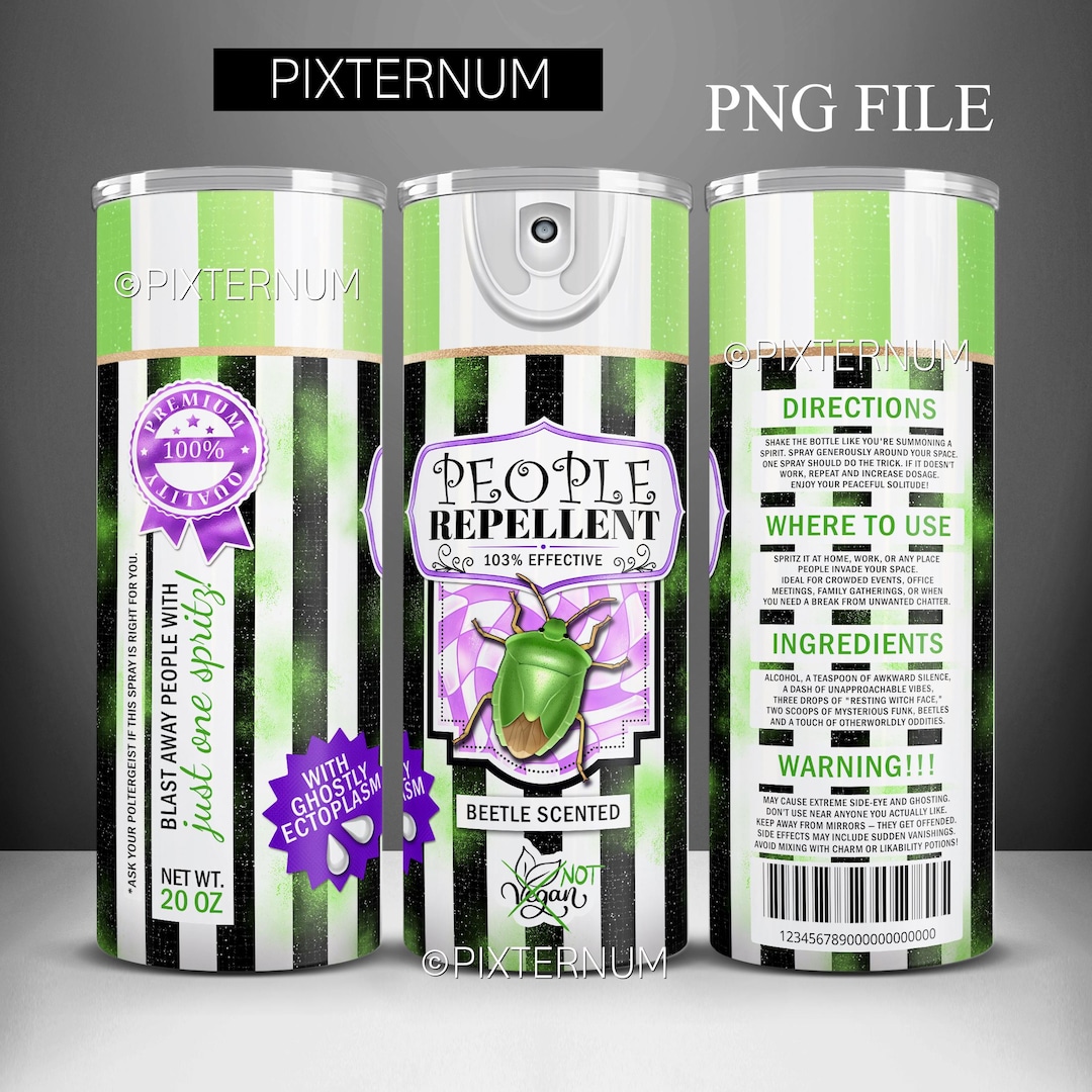 People Repellent Spray Tumbler Wrap PNG, Funny Green Beetle 20oz Skinny ...