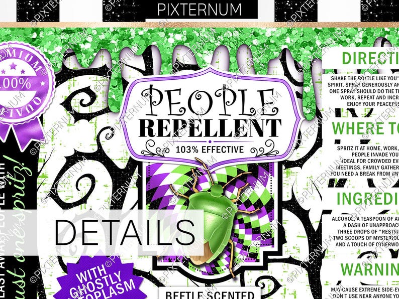 People Repellent Spray Tumbler Wrap PNG, Funny Green Beetle 20oz Skinny ...