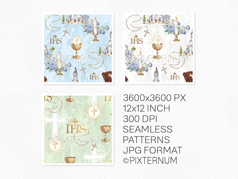 Religious Seamless Patterns, Boy First Communion, Digital Papers by ...