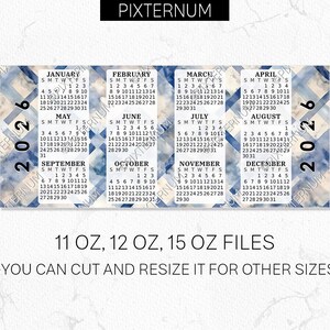 2026 Calendar New Year Wrap PNG, Mug Sublimation Watercolor Plaid ...
