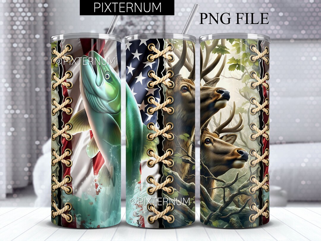 Seamless Fish and a Deer 20oz Skinny Tumbler Wrap, Forest, Rope Seams ...