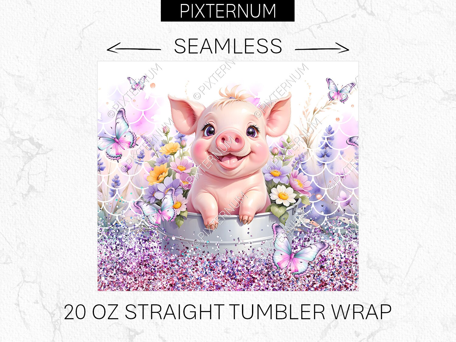 Happy Bucket Pig 20oz Skinny Tumbler Wrap, Baby Farm Animals, Seamless ...