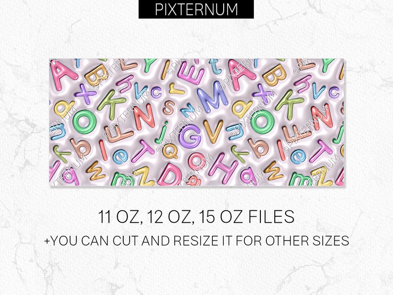 3d Inflated Alphabet Mug Wrap PNG Mug Sublimation Design - Etsy