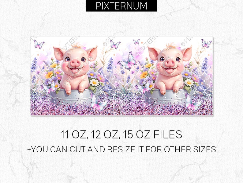 Cute Baby Pig in a Bucket Wrap PNG, Farm Mug Sublimation Watercolor ...