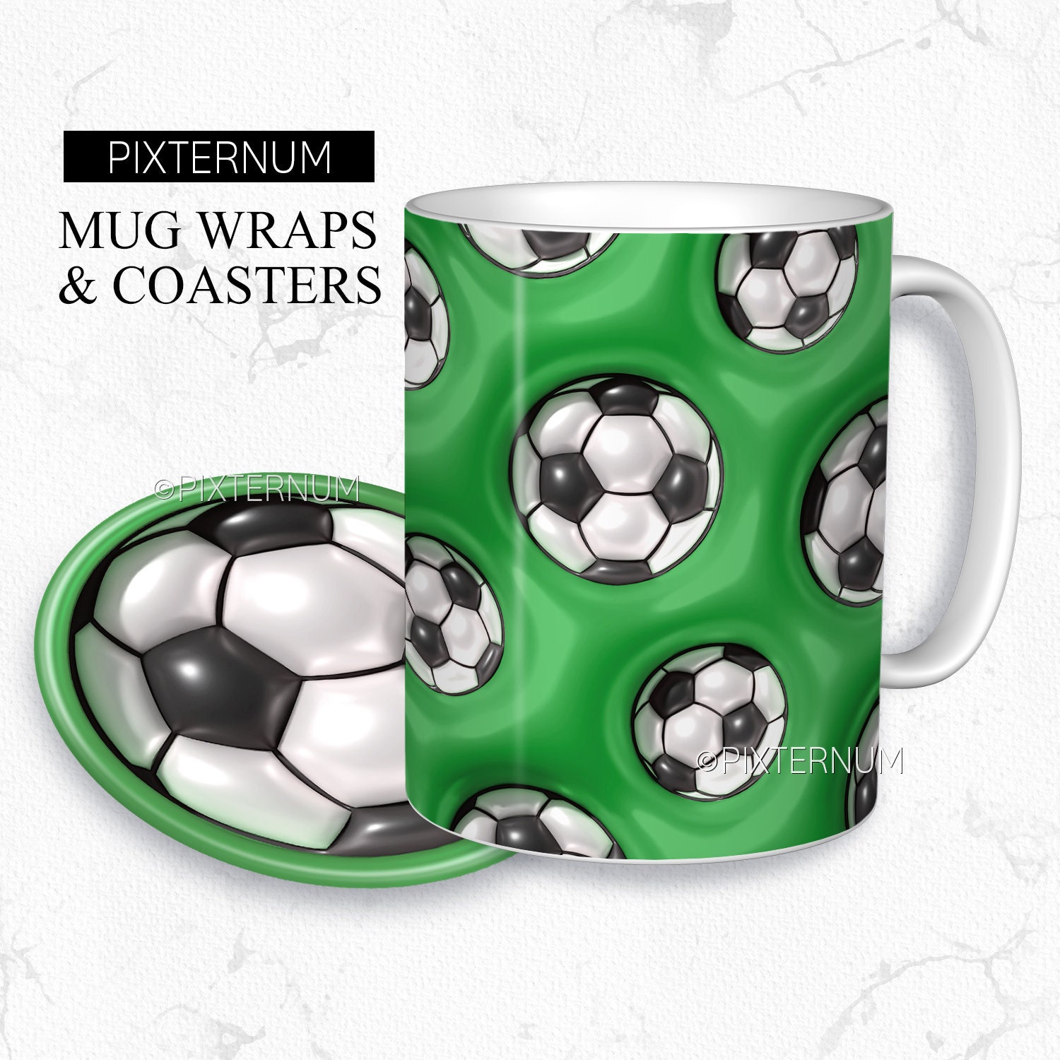 3d Inflated Football Soccer Mug Wrap PNG, Mug Sublimation Design ...