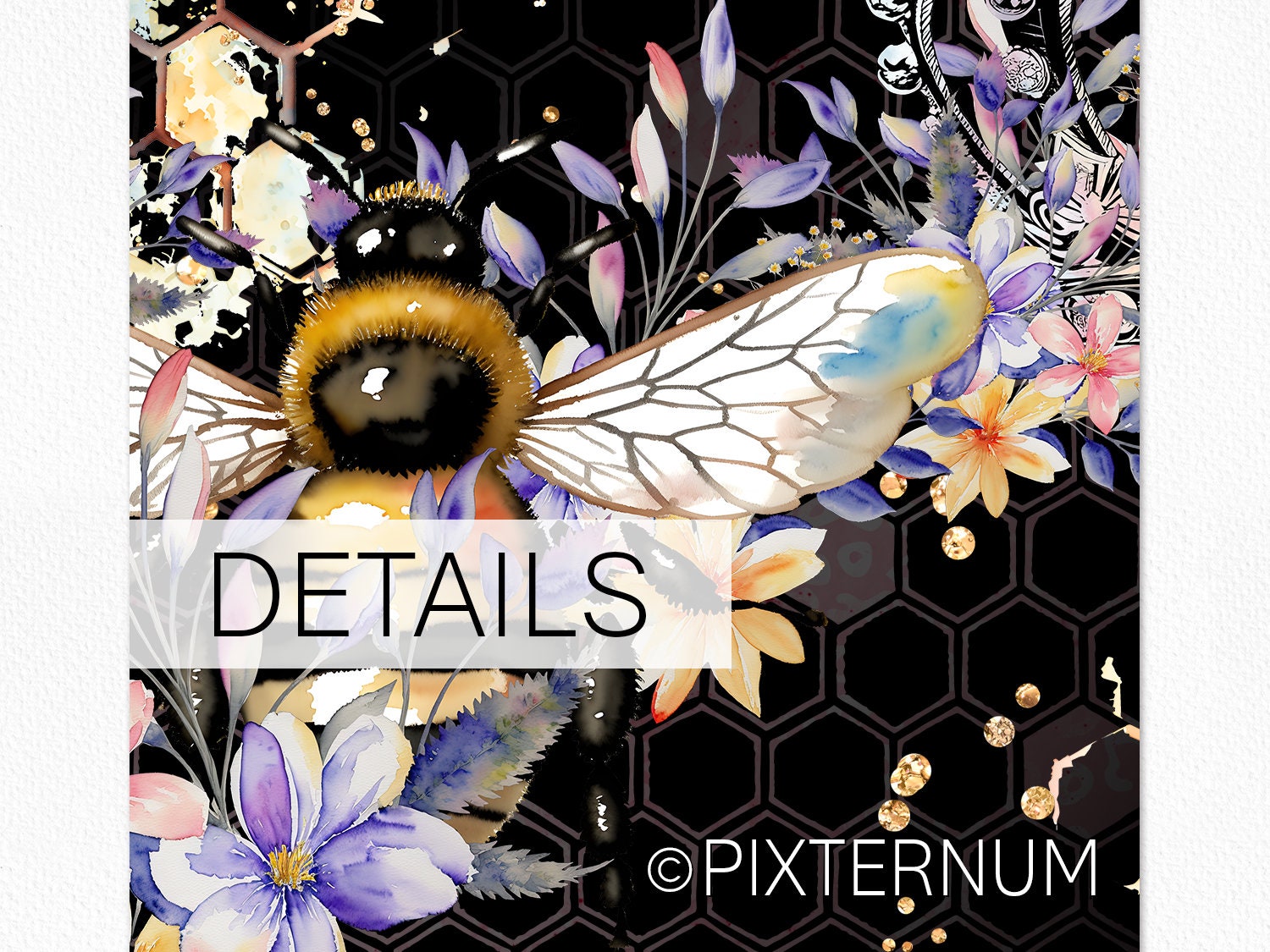 Honey Bee Seamless Patterns, Watercolor Bee Digital Papers Pack by ...
