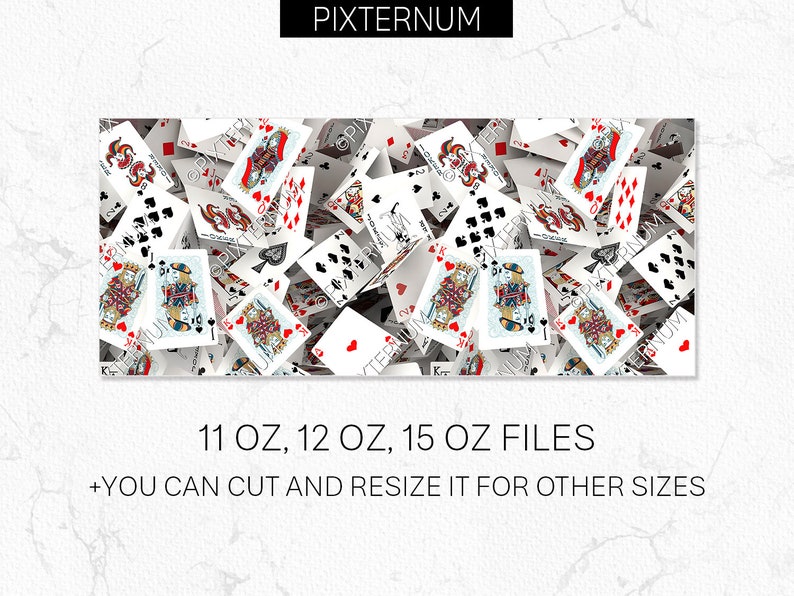 3D Playing Cards Mug Wrap PNG, Mug Sublimation and Coasters Design ...
