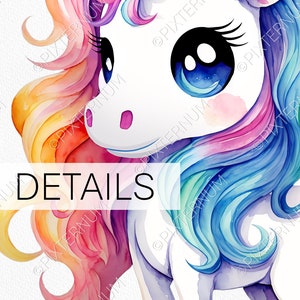 Unicorns Clip Art Pack, Cute Watercolor Unicorn Rainbow Clipart by ...
