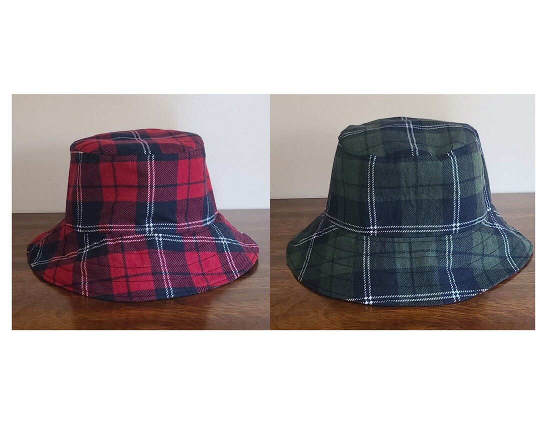 Custom Flannel Bucket Hat, Reversible, FREE SHIPPING, Various Sizes ...