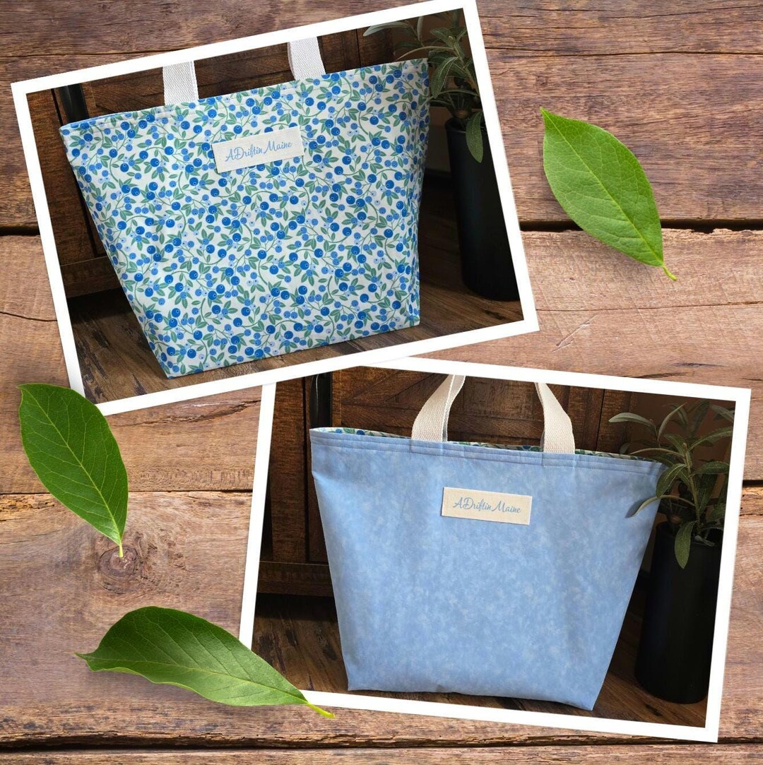 Blueberry Sprig Wild Blueberries MARKET BAG, Large Project Bag ...