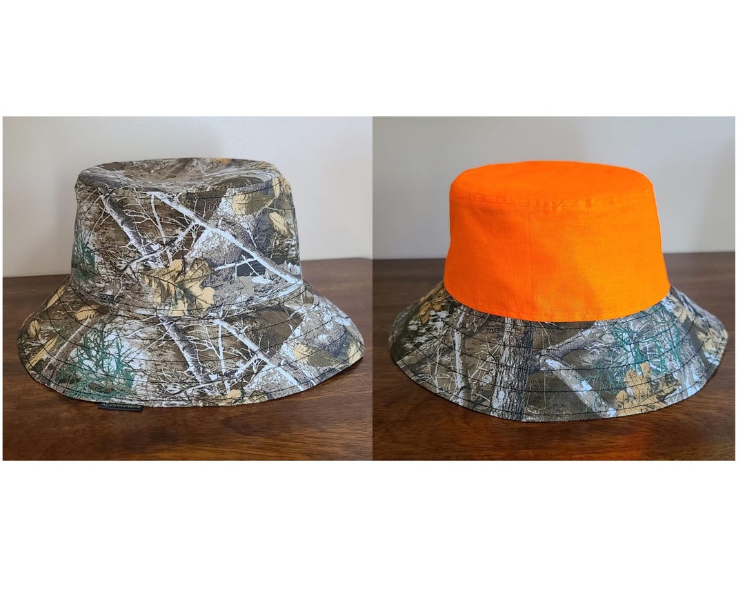 Custom Bucket Hat REVERSIBLE REALTREE EDGE Pattern With Blaze Orange ...