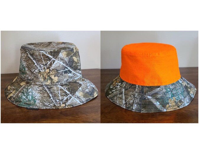 Custom Bucket Hat REVERSIBLE REALTREE EDGE Pattern With Blaze Orange ...