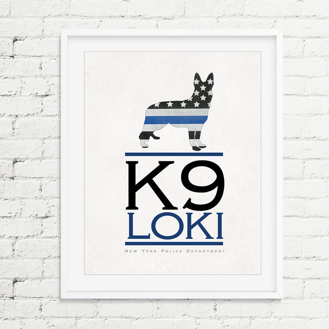 K9 Police Dog Thin Blue Line Personalized Art Print - Etsy