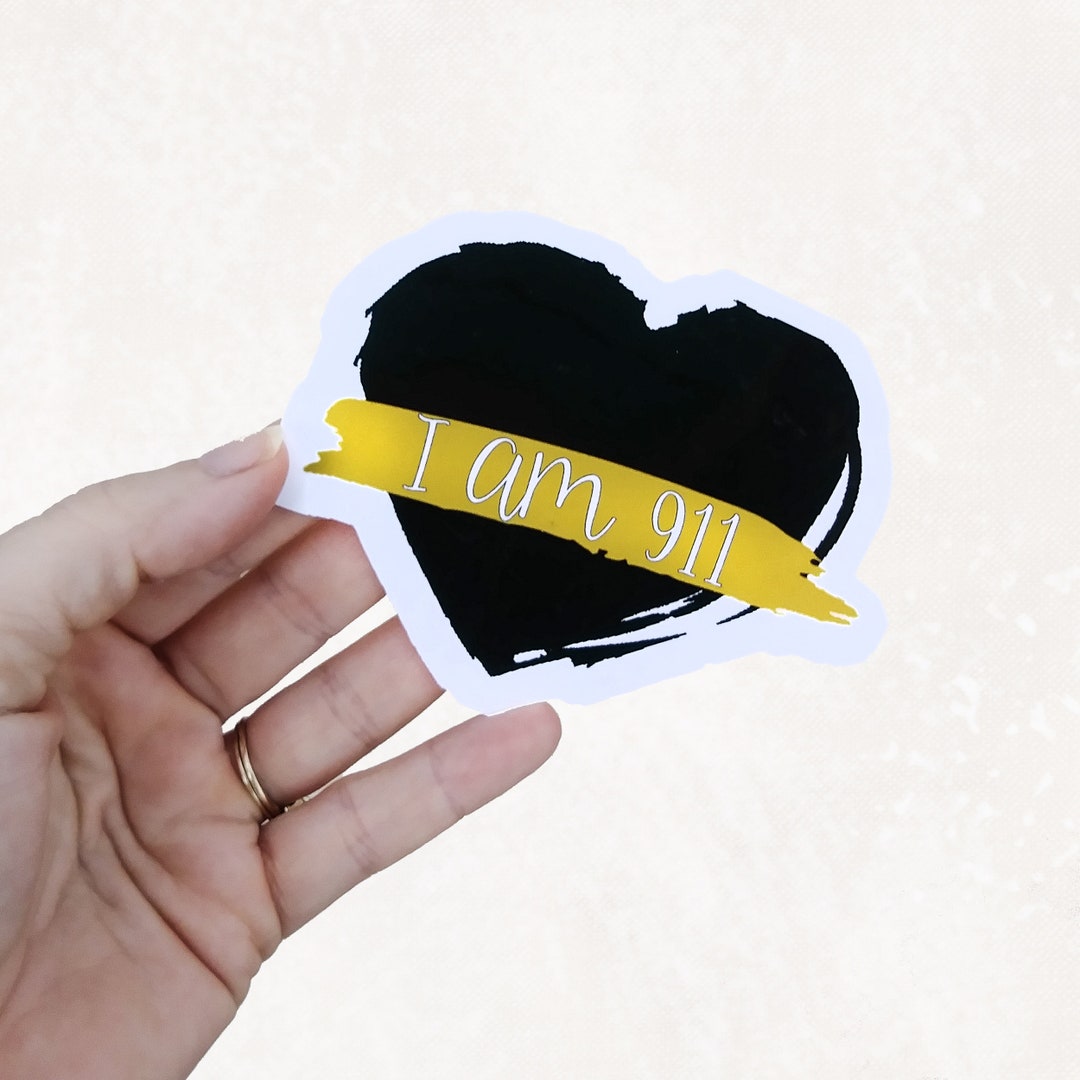 I Am 911 Dispatcher Vinyl Laptop Sticker, First Responder Thin Gold ...