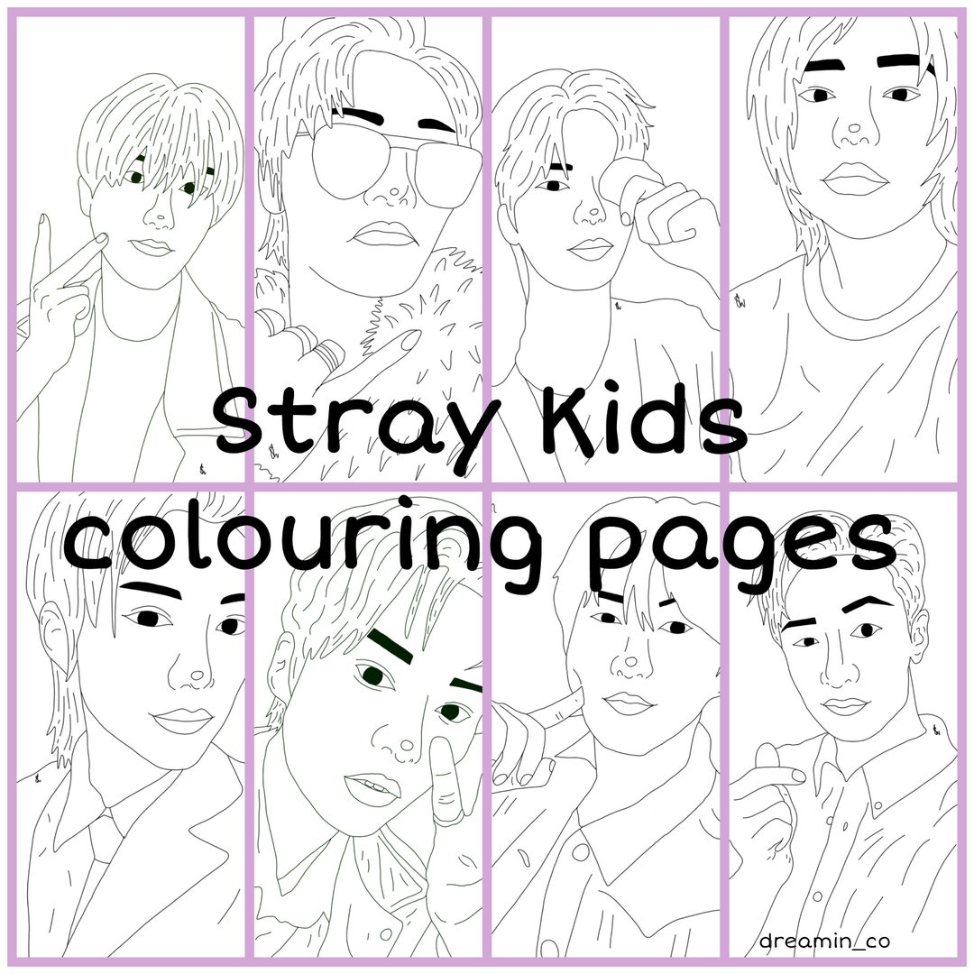 Stray Kids Colouring Pages 8 Pages 1 of Each Member - Etsy