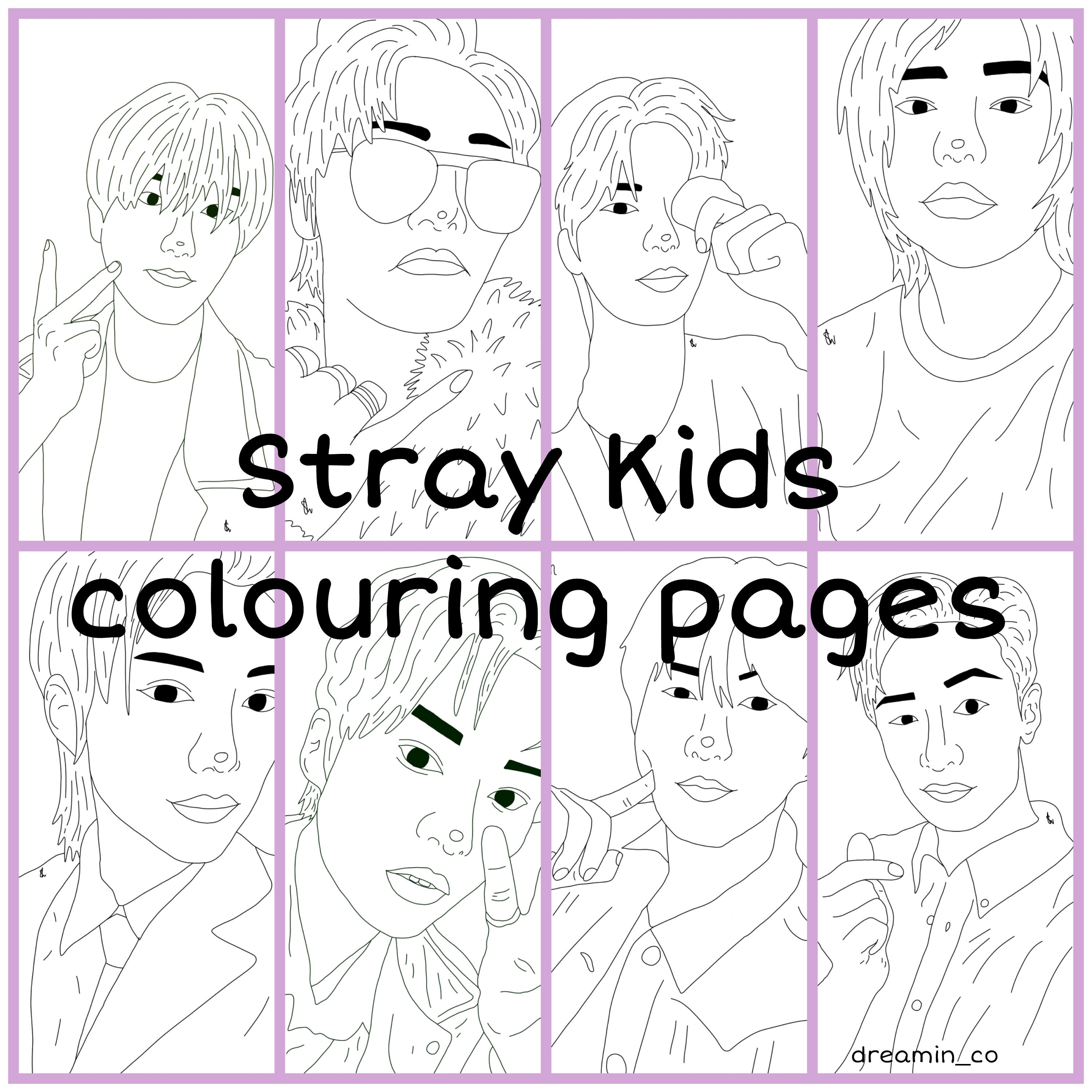 Stray Kids Colouring Pages 8 Pages 1 of Each Member - Etsy Canada