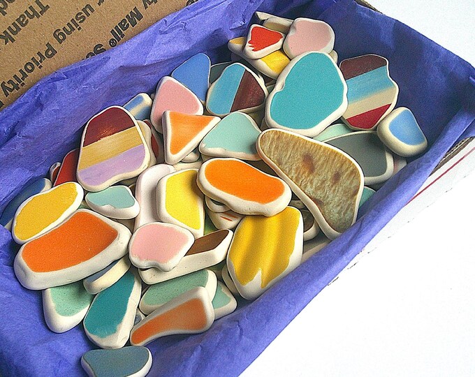 SEA POTTERY BOX 1 1/2 Pounds Mixed Sizes and Colors, Craft Supply ...