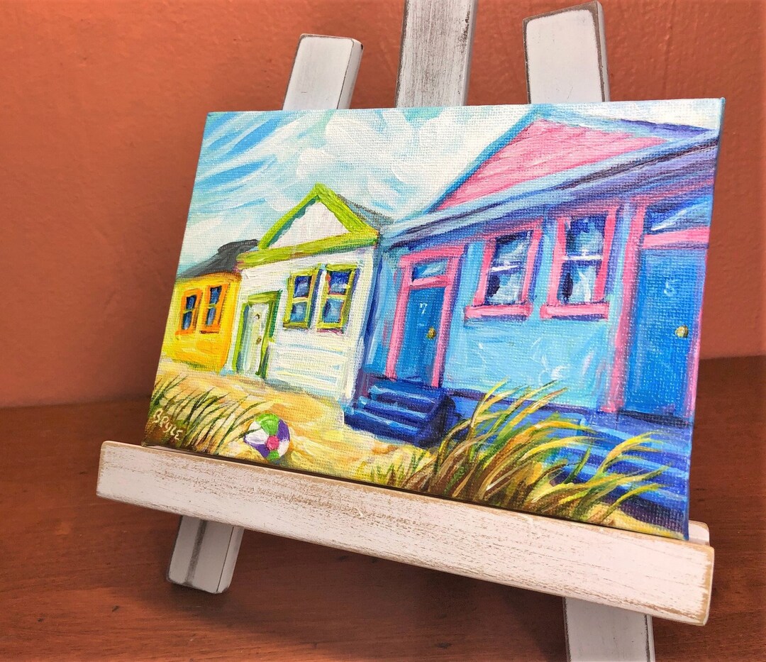 MINI BEACH PAINTING Original Acrylic Painting Small Size Stretched ...