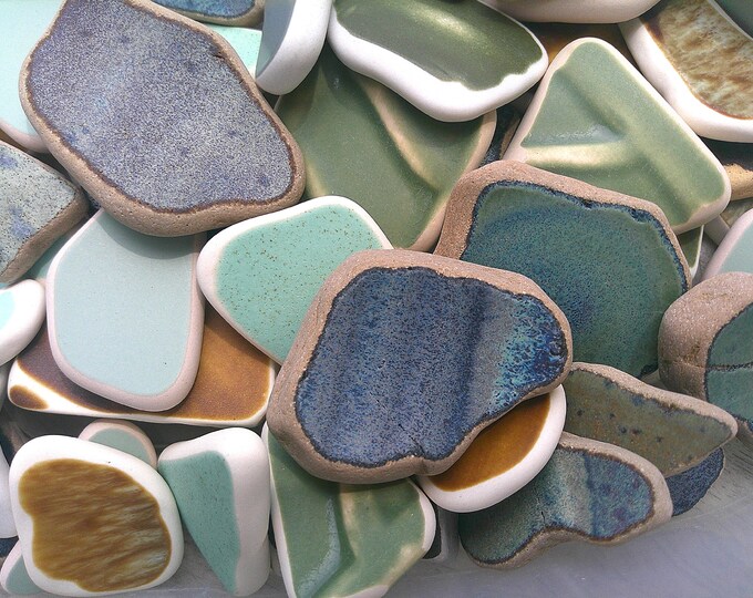 TUMBLED SEA POTTERY 50 Pieces Earth and Sky Colors Pottery Pieces for ...
