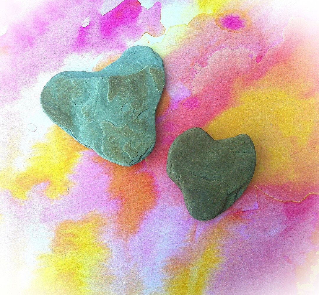 RUSTIC HEART STONES 3 1/4" and 2 1/4", Rare Stones, Collectible Stone ...