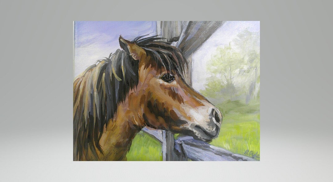ORIGINAL PONY PAINTING Exmoor Pony Acrylic Painting on Stretched Canvas ...