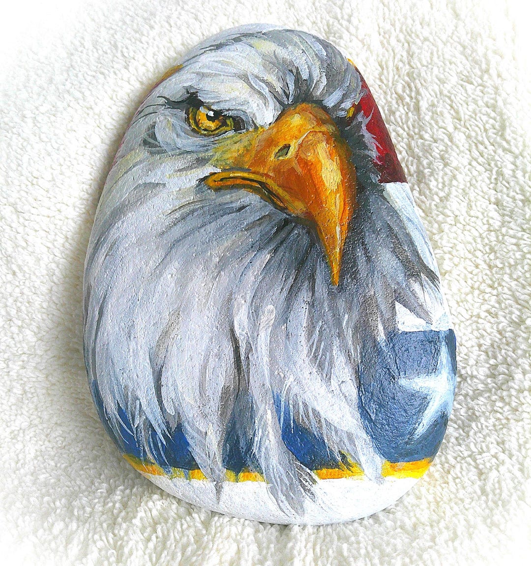 PATRIOTIC EAGLE ROCK Painted Stone, American Eagle Hand Painted on Rock ...