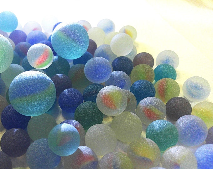 TUMBLED MARBLE SET 35shooter, Frosted Sea Marbles Look Authentic, Craft ...